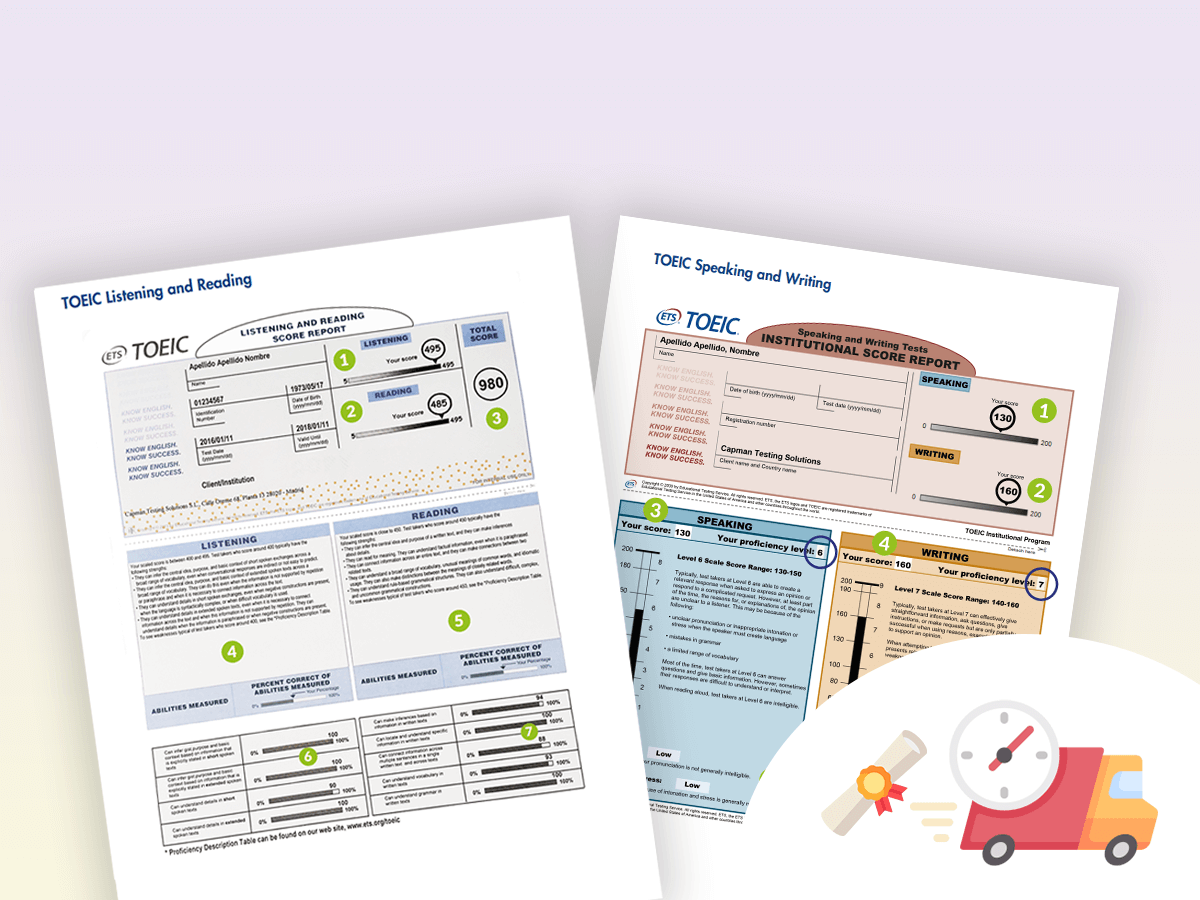 Score Report TOEIC UPM + envío | Capman.es
